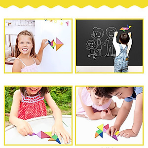 3 otters Wooden Tangrams Puzzles, 4 Pack Educational Tangrams Shapes Puzzle Toys for Kids Christmas Stocking Stuffers, STEM Montessori Wood Toy, Brain Logic Blocks