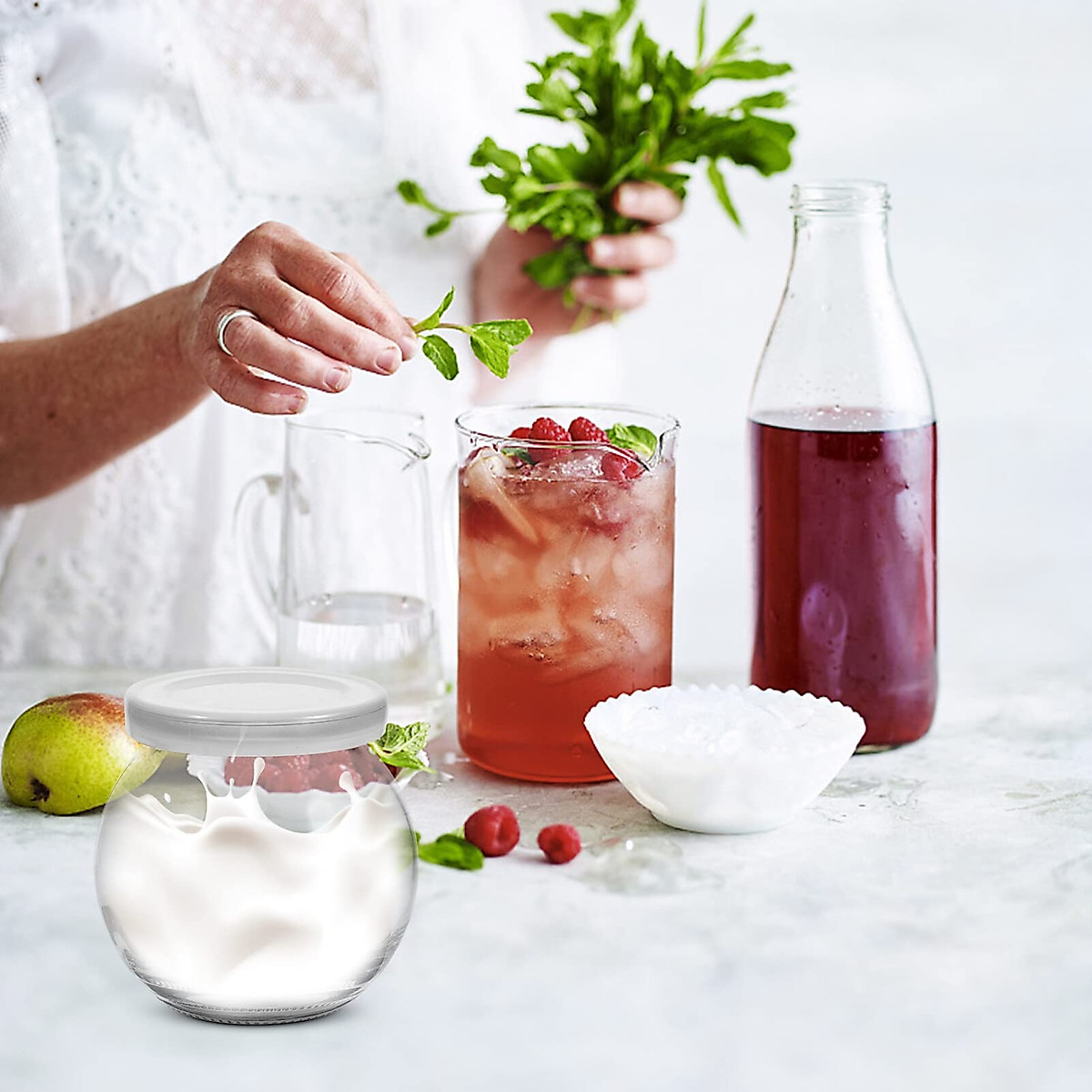 Hemoton 2pcs spherical pudding bottle glass honey bottles glass candy jars yogurt jars with caps yogurt storage glasses nuts jars mason jar glasses glass pudding jars with cover plastic