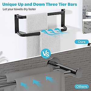 Mooche Double Bath Towel Bars Towel Racks for Bathroom,Wall Mount Towel Holder Heavy Duty 16-Inch Towel Hanger Rail Wall Mount, SUS304 Stainless Steel Matte Black