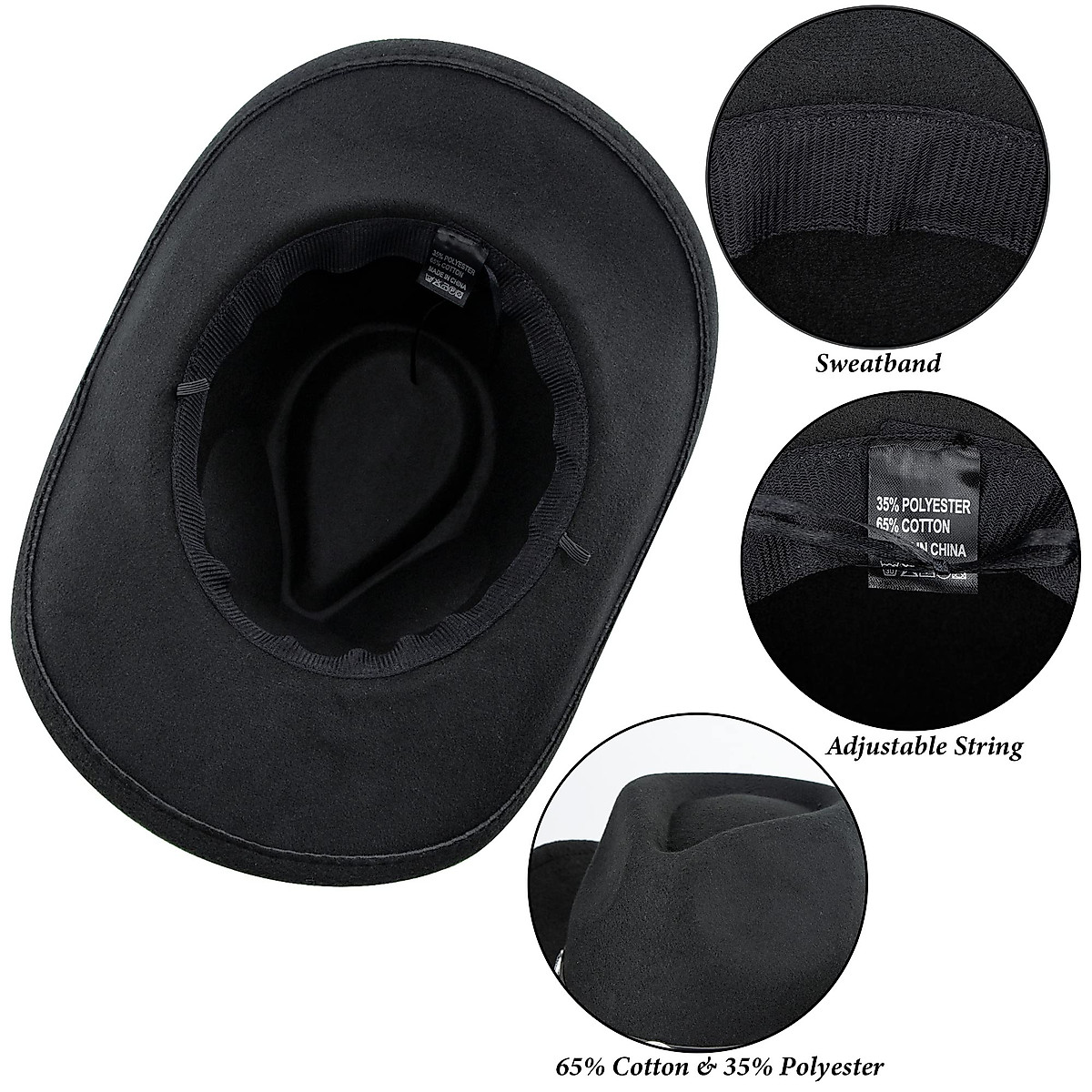 Utaly Womens Felt Western Cowboy Hats for Men Wide Brim Cowgirl Fedoras Hat with Belt Buckle