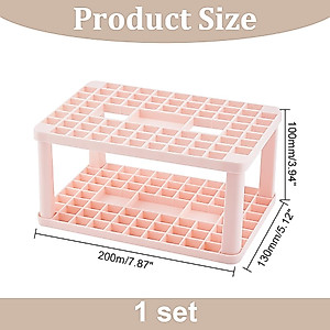AHANDMAKER Paint Brush Holder, 71 Holes Makeup Brush Holder Organizer Plastic Brush Crate Storage Holder for Artist Paint, Pen, Pencil, Marker, Cosmetic Brush, Small Tools Organizer, Pink