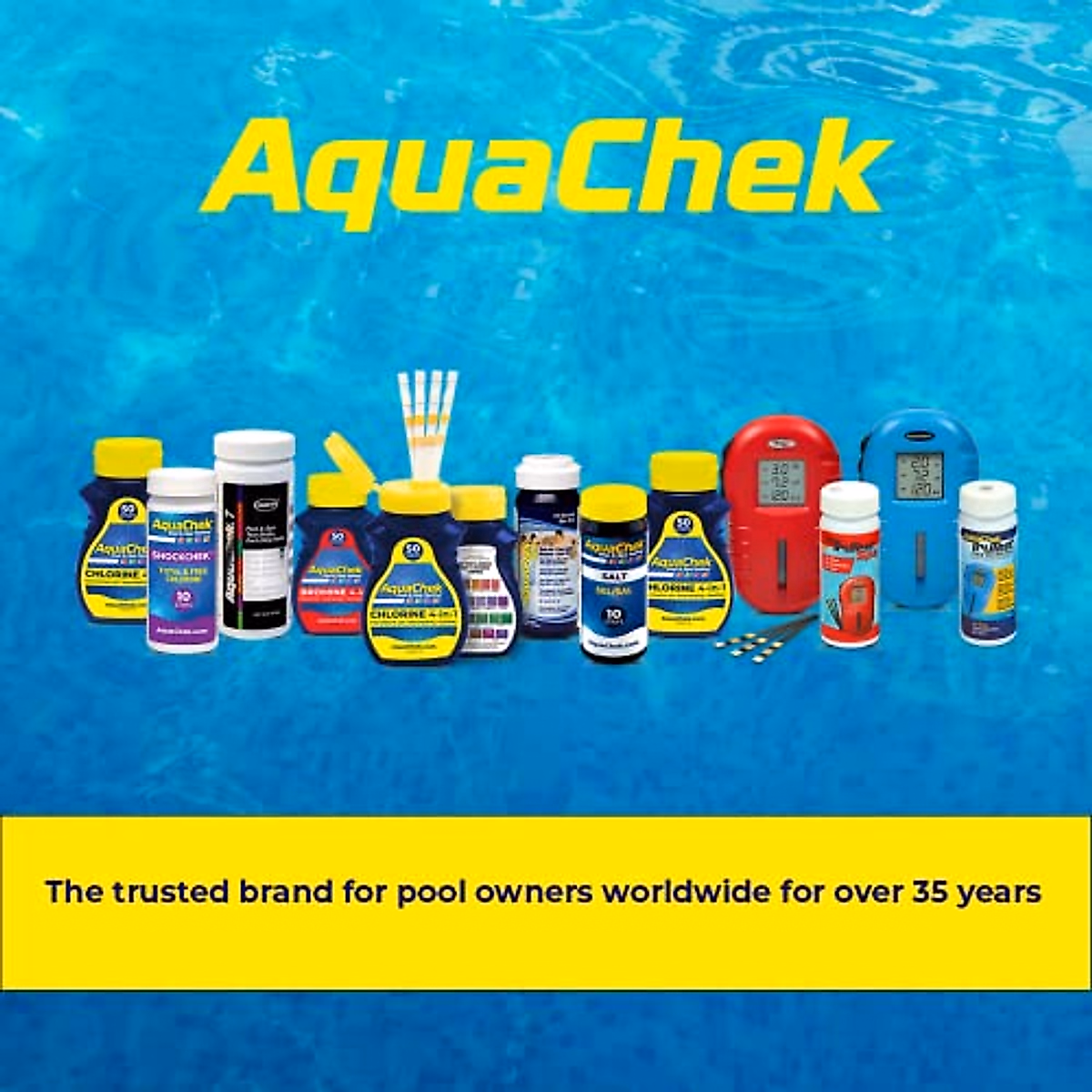 AquaChek TruTest Digital Test Strip Reader For Pool and Spa Water Testing - Tests for Free Chlorine, Free Bromine, pH, and Total Alkalinity - Quick & Accurate Results Includes 25 TruTest Strips (Blue)