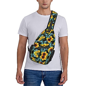 JSHXJBWR Sunflower Sling Backpack Crossbody Shoulder Bags For Men Women Beautiful Sunflowers Casual Adjustable Daypacks Chest Bag For Hiking Travel Cycling
