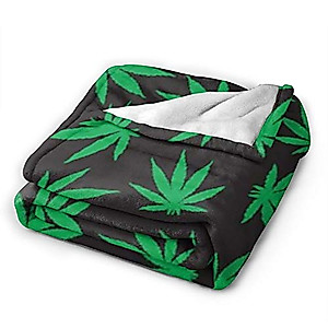 PNNUO Flannel Fleece Blanket-Leaf Weed Blanket Throw,All-Season Plush Blanket Comfortable & Warm for Couch Bed Or Men Women 50"X40"