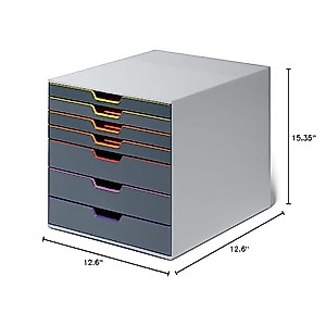 Durable 760727 VARICOLOR 7, Drawer Desk Storage Box, Gray & Multicolor
