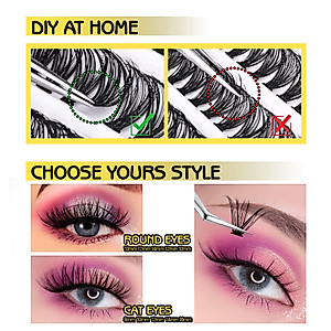 Cluster Lashes Wispy Natural Look Individual Lashes 200pcs D Curl DIY Cluster Eyelash Extension 9-16mm Mixed Tray 3D Volume Faux Mink Cluster Lashes by ZANLUFLY