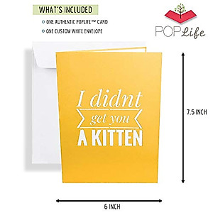 PopLife Funny Kitten Pop Up Card ($1 Donation to the Humane Society) - Cat Lover Card for All Occasions, Mother's Day, Father's Day, Veterinarian Gift - Happy Birthday, Just Because, Get Well