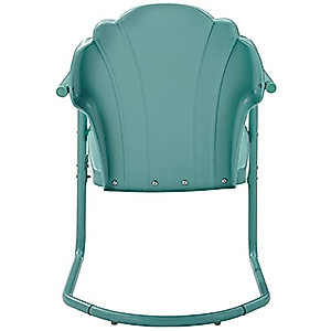 Crosley Furniture CO1029-BL Tulip Retro Outdoor Metal 2-Piece Armchair Set, Pastel Blue Satin