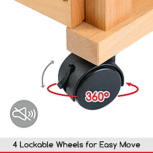 MEEDEN Art Supplies Cart, Walnut 3-Tier Multifunctional Art Storage Cart Organizer, Solid Beech Wood Studio Cart Art Taboret with Caster Wheels, Rolling Utility Cart Organizer for Artist