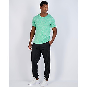 Real Essentials Athletic V Neck Tshirt Shirts T-Shirts Men Quick Dry Fit Tops Dri Fit Short Sleeve Active Wear Training Exercise Fitness Workout Shirt Tee Tees Gym Sports Top, Set 12, L, Pack of 5