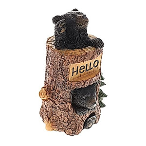Top Brass Whimsical Black Bear Cubs Waving Hello Figurine - Lodge Decor Cabin Statue Sign