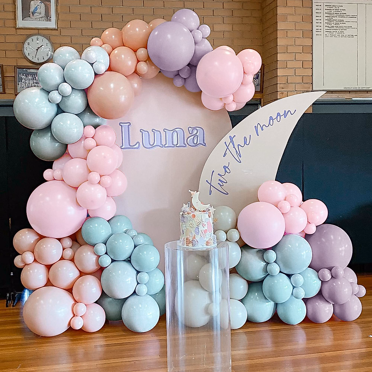 DIY 108Pcs Double-Stuffed Balloon Garland Arch Kit - Decorating Strip Kit for Garland Double Layer Baby Pink Apricot Dusty Blue Purple Balloons Set for Wedding Birthday Baby Shower Party Decoration…