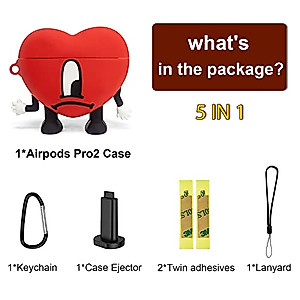 [5in1] Un Verano Sin Ti Airpods Pro 2nd Generation(2022) Case, 3D Bad & Bunny Protective Cover Gifts for Teens Women Men with Keychain/Lanyard