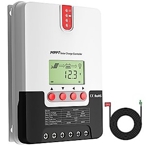 30A MPPT Solar Charge Controller, Bateria Power12V/24V DC Input Negative Ground Controller Auto Parameter Adjustable LCD Display Solar Panel Regulator fit for Gel Sealed Flooded and Lithium Battery