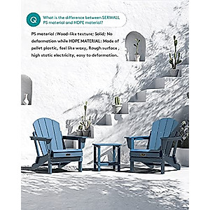 SERWALL Folding Adirondack Chairs Weather Resistant for Outdoor, Patio, Lawn, Garden, Backyard Deck, Fire Pit - Blue