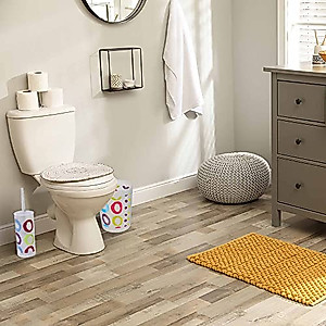 Bathroom Accessory Set 2-Pieces Plastic Wastebasket & Toilet Brush Holder (Pop)