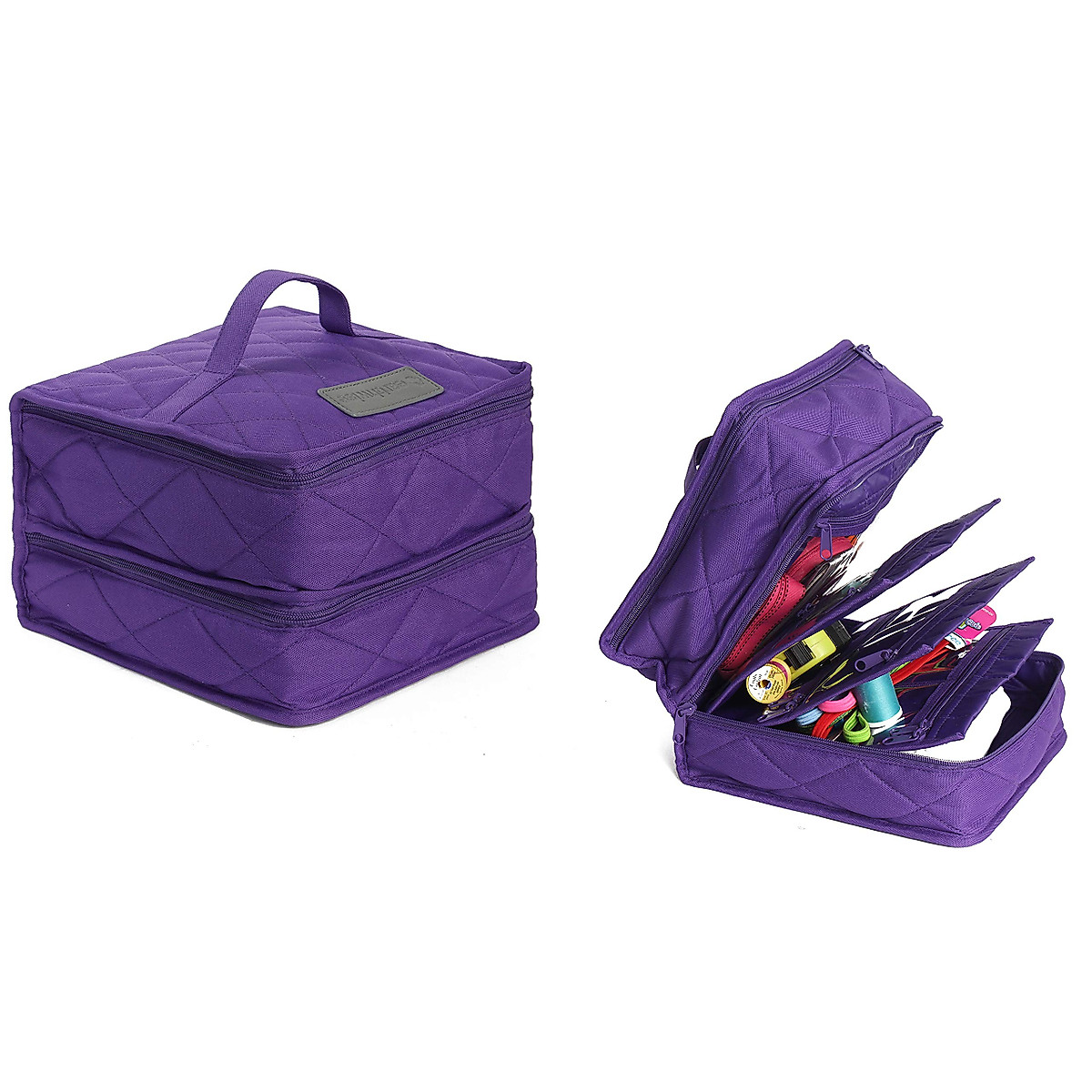 Earthwise Storage Bag Organizer Caddy Bag Container for Arts & Crafts, Scrapbooking , Beauty Makeup Case Caddy with Dividers For Cosmetics , Toiletries, Jewelry, Accessories