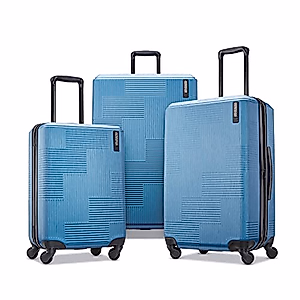 American Tourister Stratum XLT Expandable Hardside Luggage with Spinner Wheels, Blue Spruce, Carry-On 21-Inch