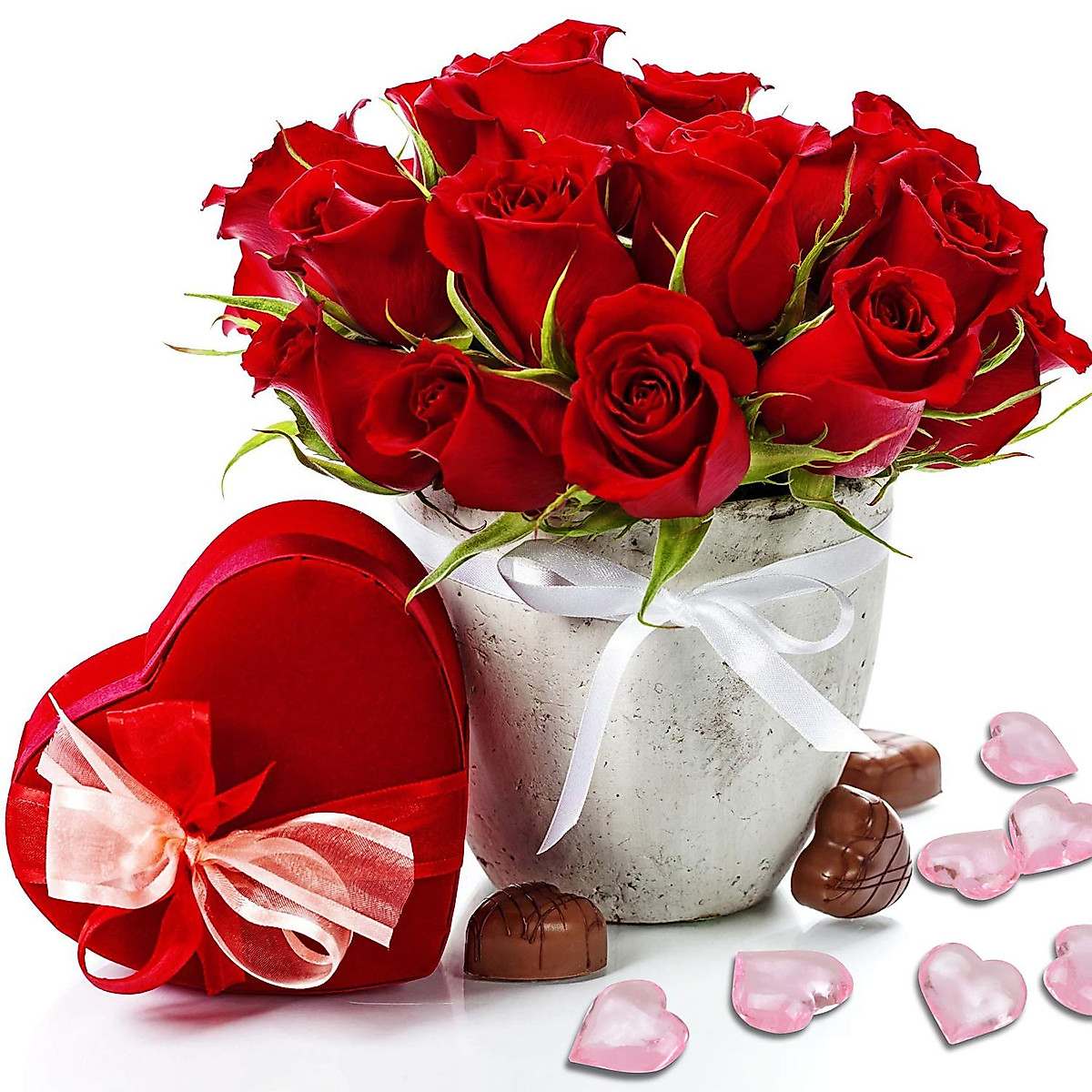 Fangoo 110 Pieces Pink Acrylic Heart Pink Heart Gems Valentine's Day Heart Ornaments for Valentine's Day Decorations Vase Filler Table Scatter Anniversary Wedding Home Decorations(Pink, 8OZ)