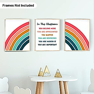 Inspirational Classroom Wall Art - 3-Piece Rainbow Set | Motivational Decor