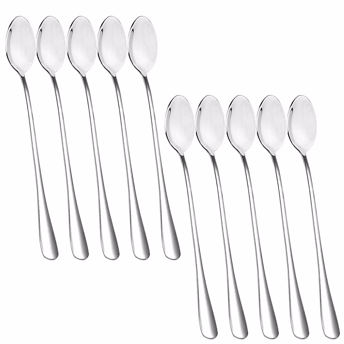 Long Handle Stirring Spoon, DaKuan Set of 10 Stainless Steel Mixing Spoon for Iced Tea, Coffee, Cocktail, Milkshake, Cold Drink
