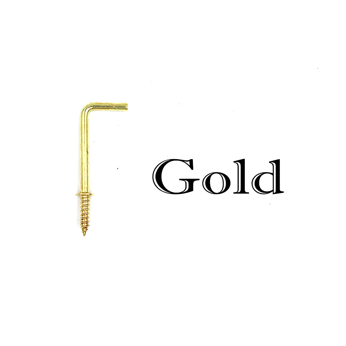 FGen 100pcs L Type Photo Frame - Copper Plated Right Angle Hooks, Fixed Cup Hooks - 2.16 inch (Gold)