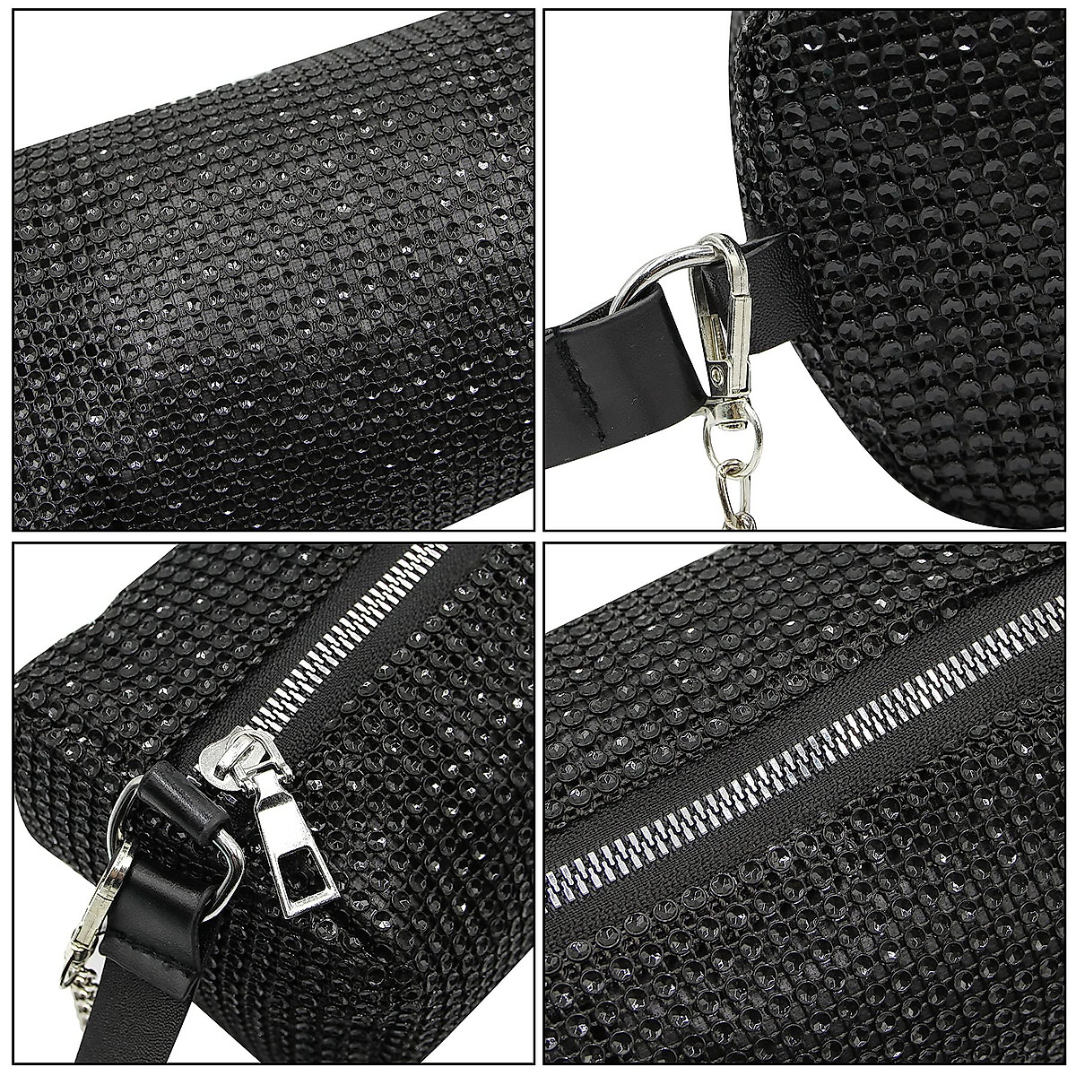 RARITYUS Women Crystals Sparkling Glitter Evening Clutch Handbag Mini Top Handle Purse with Chain for Party Wedding Prom