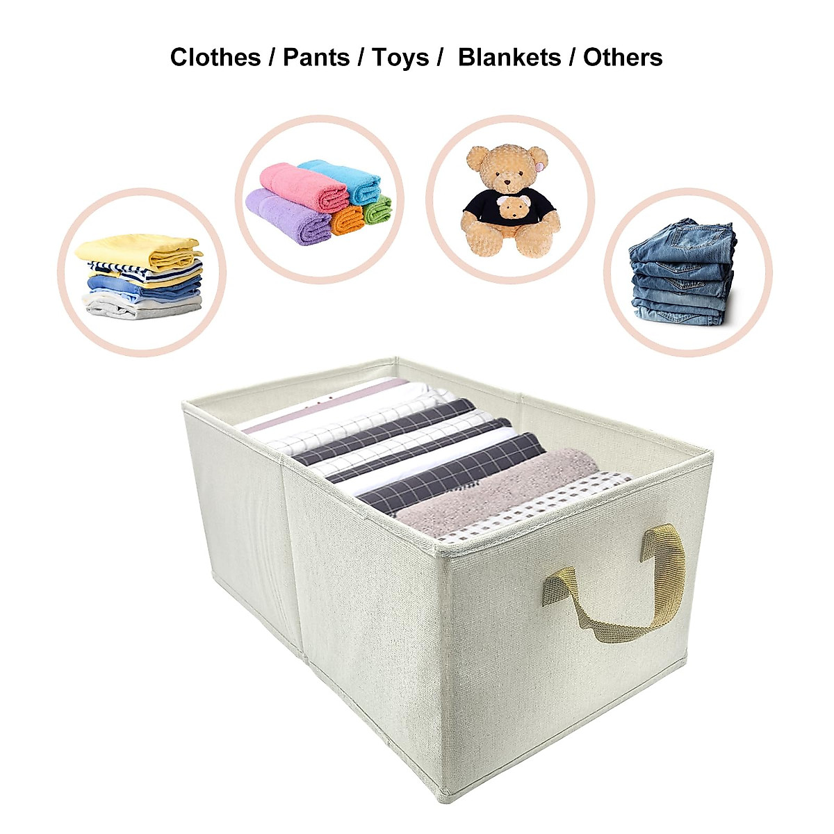 Telycummy Pack of 3 Large Capacity Storage Bins Closet Organizer System Sturdy Foldable Storage Boxes for Organizing Clothing,Sheets,Toys,Shelves Basket Storage Bin With Handles
