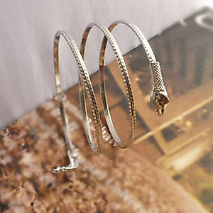 IEason Charm Coiled Spiral Upper Arm Cuff Bangle Bracelet (Silver)