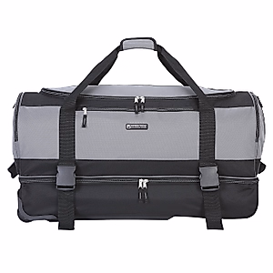 Travelers Club Pinnacle Travel Rolling Duffel Bag, Light Grey, Checked-Large 30-Inch
