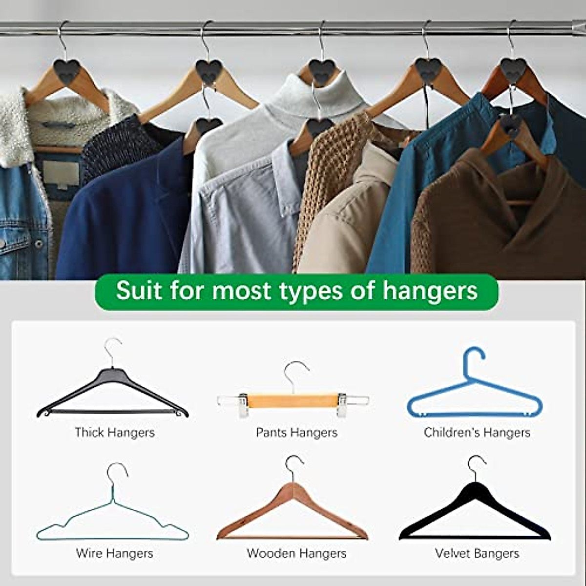 MQUPIN Space Saving Hanger Hooks,Clothes Hanger Connector Hooks,Closet Organizers and Storage Shelves Hanger Extender for Heavy Duty Cascading Connection Hook (30PCS)