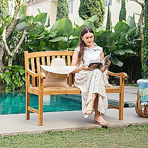 Cambridge Casual Outdoor Garden Bench for Patio Furniture, 4-Foot, Arie/Natural Teak