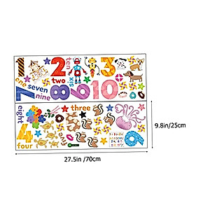 VOSAREA 3 Sets Digital Cartoon Wall Sticker Wall Decoration Classroom Wall Decals Number Wall Stickers Kindergarten Wall Sticker Trendy Room Decor Cartoon Number Design Sticker