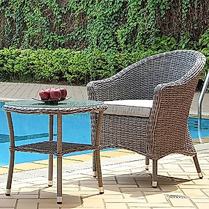 Pleasant Bay 3-Piece Outdoor Furniture Bistro Set for Decks and Patios, Includes 2 Chairs Table, Seats 2, Synthetic Wicker, White