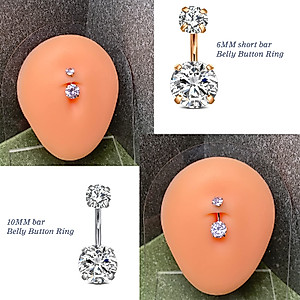 JFORYOU 10PCS 14G 316L Stainless Steel Womens Belly Button Rings for Girls Navel Rings 6mm Bannan Barbell Body Piercing Jewelry