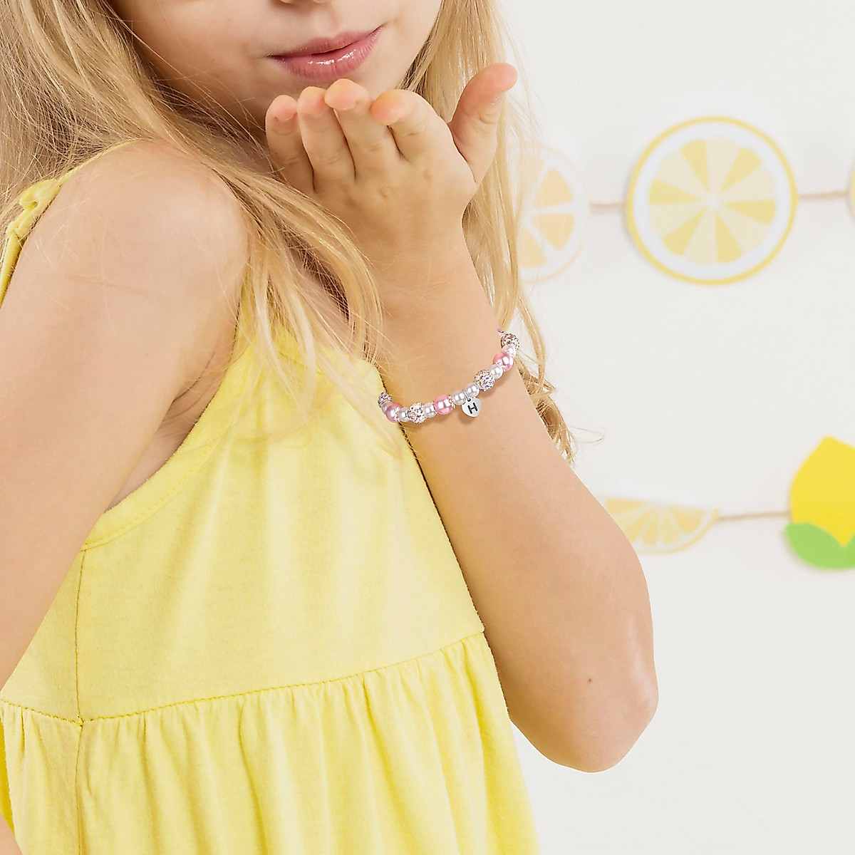 JoycuFF Gifts for Daughter, Unique Letter I Bracelet Gifts for Girls Daughter Birthday Gift 5-7 Year Old Girls Birthday Gifts Ideas Easter Christmas Baptism Valentines Day Gifts for Girls