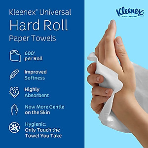Kleenex Hard Roll Paper Towels (50606) with Premium Absorbency Pockets, 1.75" Core, White, 600'/Roll, 6 Rolls/Case, 3,600'/Case