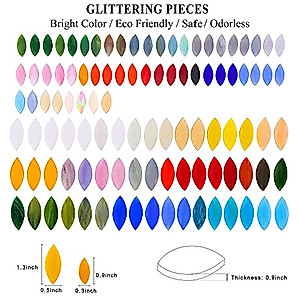 Yoption 100 Pieces Petal Mosaic Tiles, Hand-Cut Stained Glass Flower Leaves Tiles for Art Craft and Home Decorations