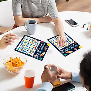 Ziyouza Outer Space Bingo, Solar System Birthday Bingo Cards, 24 Players Bingo Games for Space Theme Birthday Family Party Outdoor Trip Activity -04