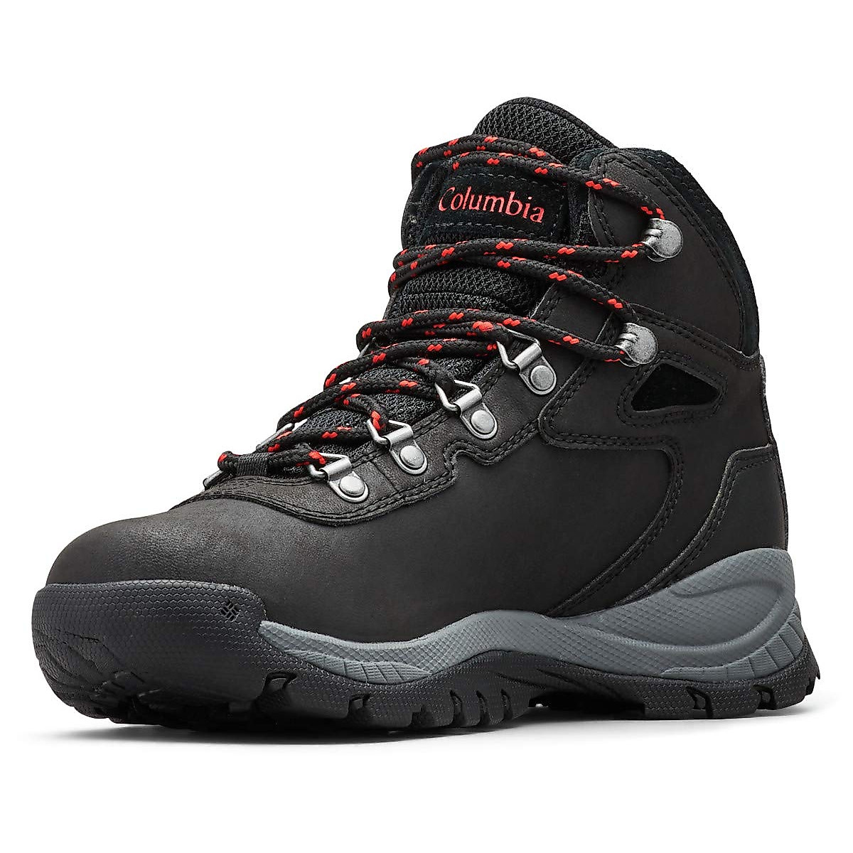 Columbia womens Newton Ridge Plus Waterproof Hiking Boot, Black/Poppy Red, 9 US