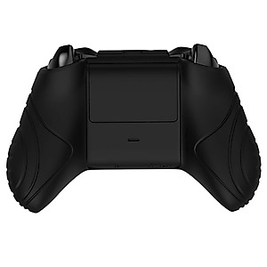 PlayVital Samurai Edition Black Anti-Slip Controller Grip Silicone Skin for Xbox One X/S Controller, Ergonomic Soft Rubber Protective Case Cover for Xbox One S/X Controller with Black Thumb Stick Caps