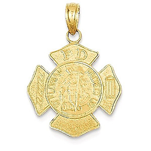 IceCarats 14K Yellow Gold Small Saint Florian Necklace Charm Pendant 23.7mm x 15.5mm Only