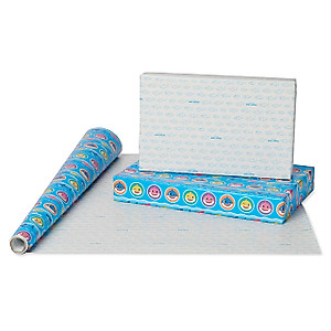 American Greetings Reversible Wrapping Paper, Baby Shark (1 Roll, 75 sq. ft.)