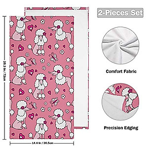 susiyo Pink Poodle Cute Dog Hand Towels Set of 2 Luxury Print Decorative Bathroom Towels Super Soft Highly Absorbent Multipurpose Towels for Yoga Gym Spa Hotel Bathroom Kitchen 28x14 Inch