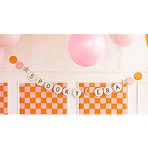 Halloween Banner Spooky Era Friendship Bracelet, Hanging Halloween Decor Cardboard Beaded Bracelet 6' Long with 4" Letters Gold Glitter Moon and Stars