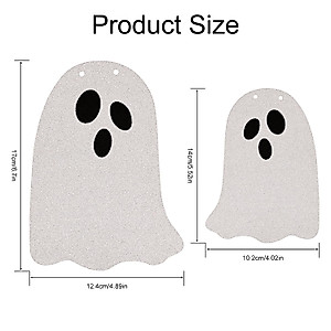 2pcs Halloween Hanging Ghost Banners, Glitter Halloween Party Banner DIY Halloween Ghost Decorations for Haunted Houses Doorways Party Wall Fireplace