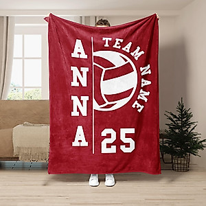 OhaPrints Personalized Volleyball Fleece & Sherpa Blanket, 30X40 50X60 60X80 Cozy Fuzzy Throw, Soft Plush Fluffy Throw for Tv Sofa Couch - Gift for Girl, Daughter, Girlfriend, Volleyball Team