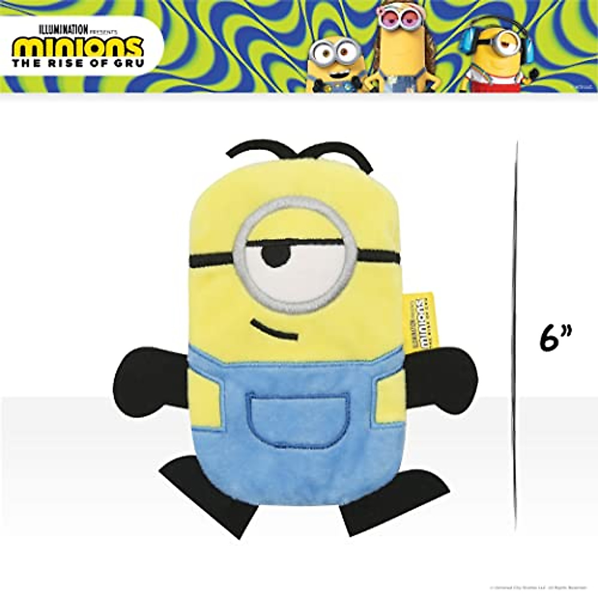 Minions: The Rise of Gru Stuart Plush Flat Crinkle Dog Toy | No Stuffing Dog Toy| Gifts Fans and Their Pets | Officially Licensed Pet Product from Universal Studios