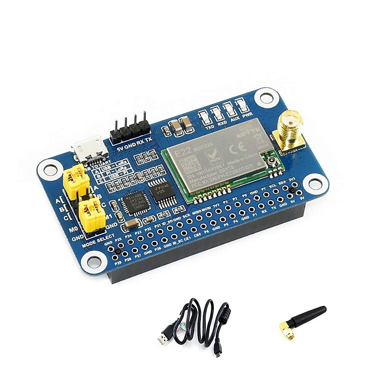 Coolwell Waveshare SX1262 LoRa HAT for Raspberry Pi/Arduino/STM32 Spread Spectrum Modulationup to 81 Available Signal Channel 915MHz Frequency Band Data Transmission up to 5km
