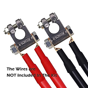 BESULEN Car Battery Terminal Kit, Heavy Duty Battery Cable Ends with Plastic Cover, 4 Pcs 3/8" Wire Lugs and Heat Shrink Tube, Negative and Positive, Compatible With Cars, Vans, Trucks and More
